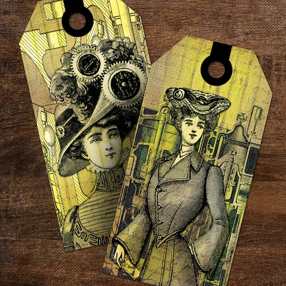 STEAMPUNK VICTORIAN LADIES Printable Tags No. 0081 - Etsy