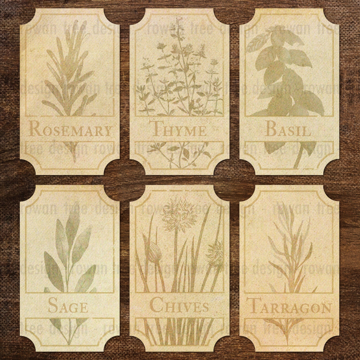 PRINTABLE HERB LABELS Digital Collage Sheet 1.5x2.5in - No. 0116 - Etsy