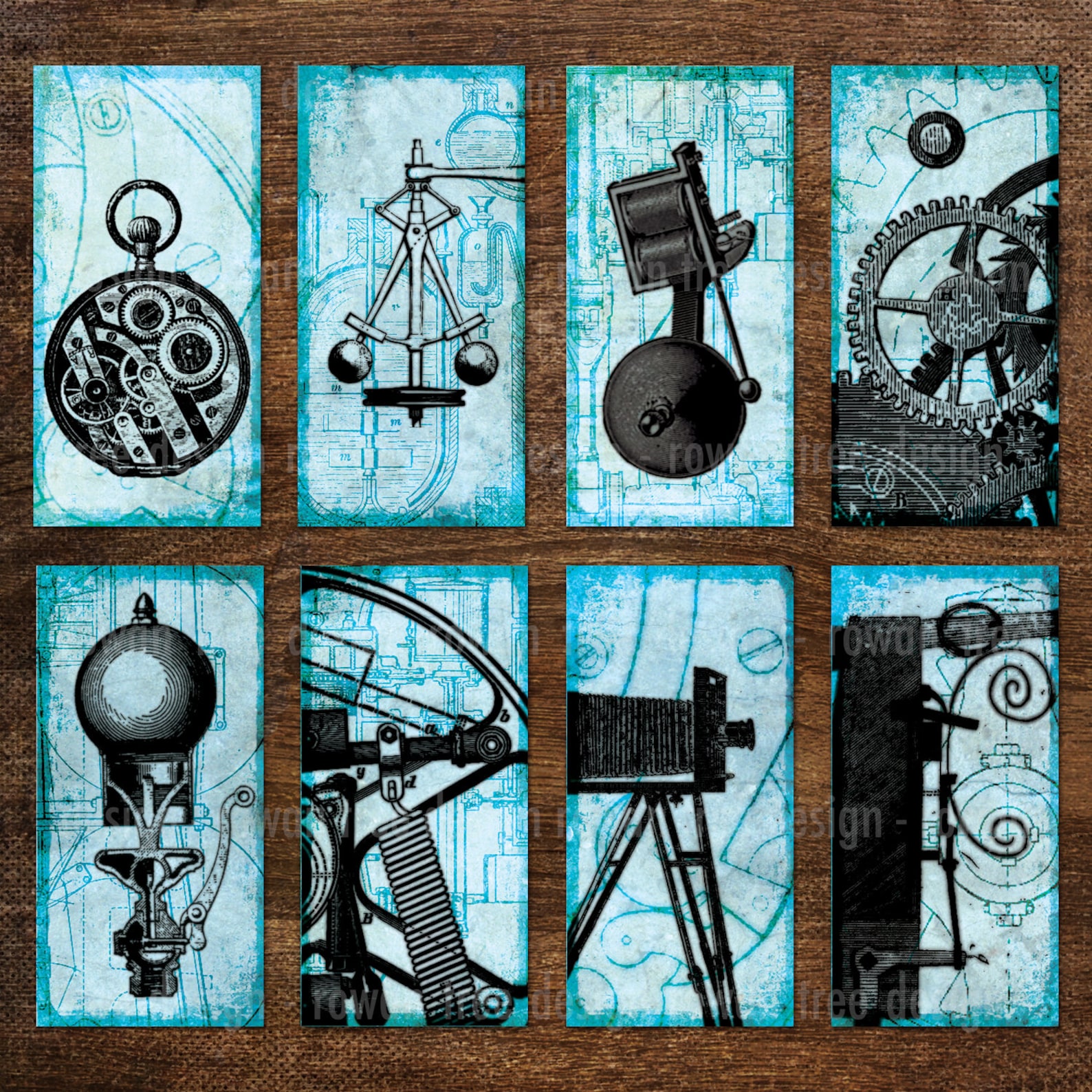 STEAMPUNK EPHEMERA Digital Collage Sheet 1x2in No. 0020 - Etsy