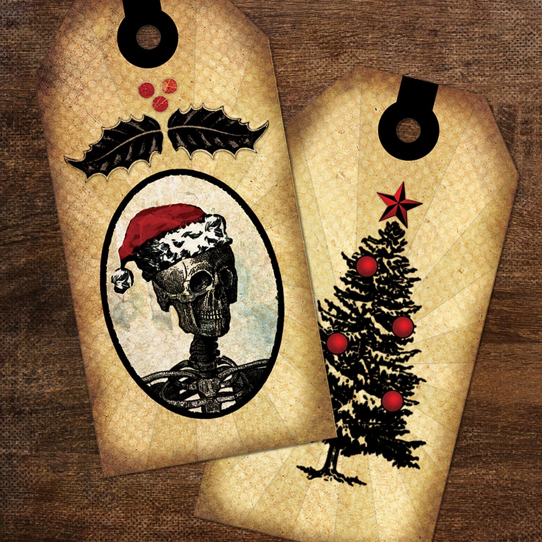 GOTHIC CHRISTMAS Printable Tags No. 0105 - Etsy