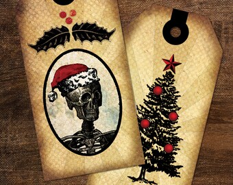 Gothic Christmas COFFIN TAGS Printable Tags No. 0152 | Etsy