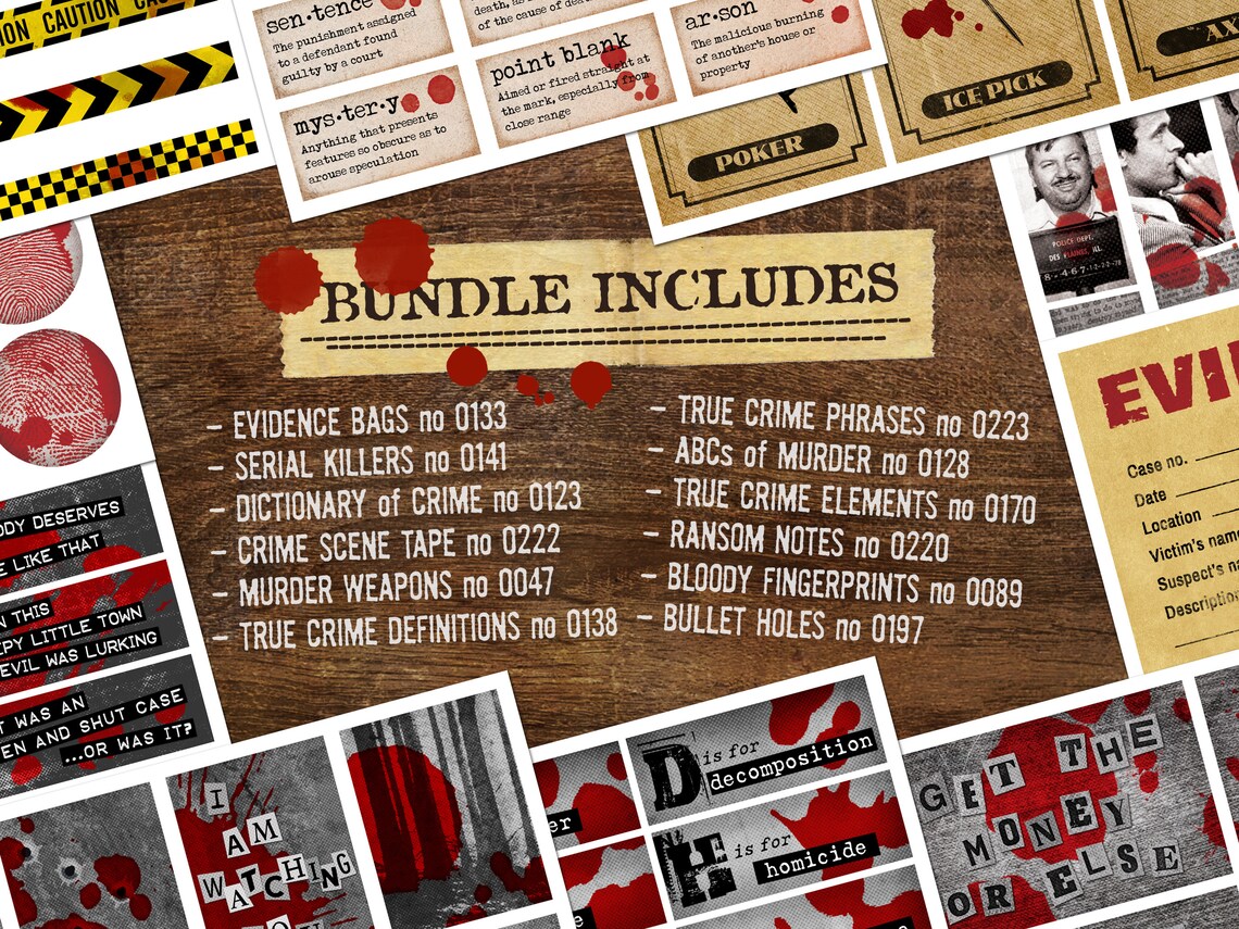 TRUE CRIME BUNDLE Digital Collage Sheet Clip Art Bundle Murder - Etsy UK