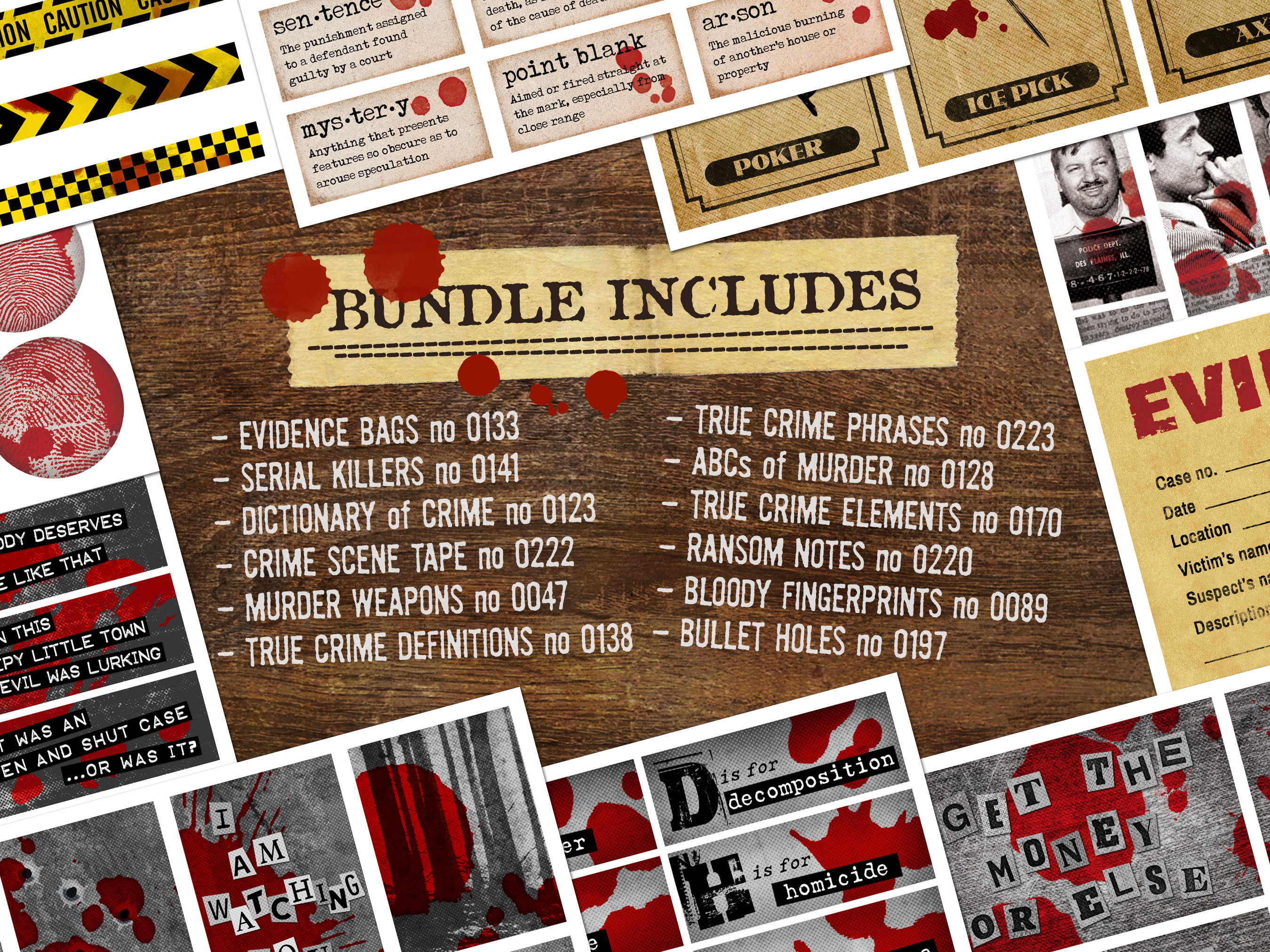 TRUE CRIME BUNDLE Digital Collage Sheet Clip Art Bundle Murder - Etsy UK