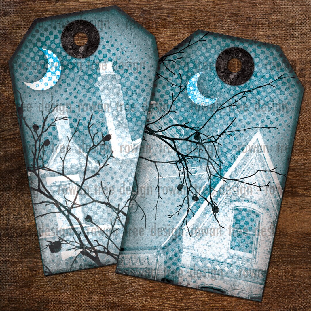 HAUNTED HOUSES Printable Tags - No. 0149 - Etsy