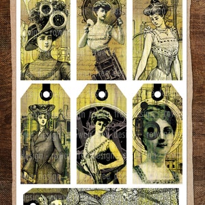 STEAMPUNK VICTORIAN LADIES Printable Tags - No. 0081 - Etsy