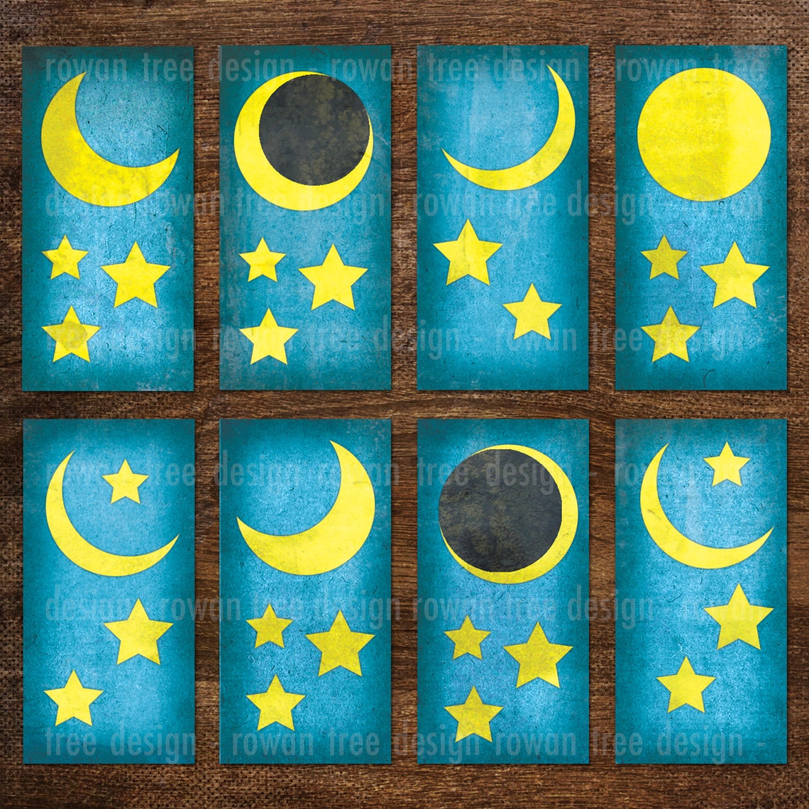 MOONS & STARS Digital Collage Sheet 1x2in Night Sky - No. 0032 - Etsy