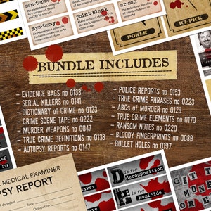 TRUE CRIME BUNDLE Digital Collage Sheet Clip Art Bundle Murder Crime 75 ...