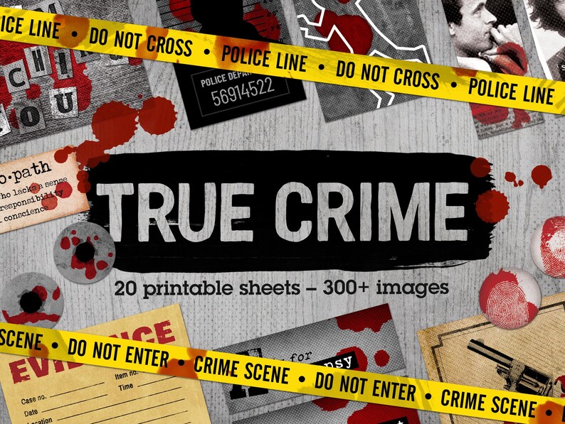 TRUE CRIME Digital Collage Sheet Bundle Murder Clip Art - Digital ...