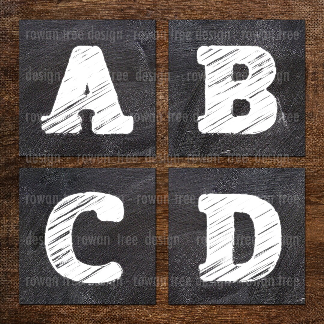 CHALK SKETCH ALPHABET Digital Collage Sheet Squares Four Sizes - No ...