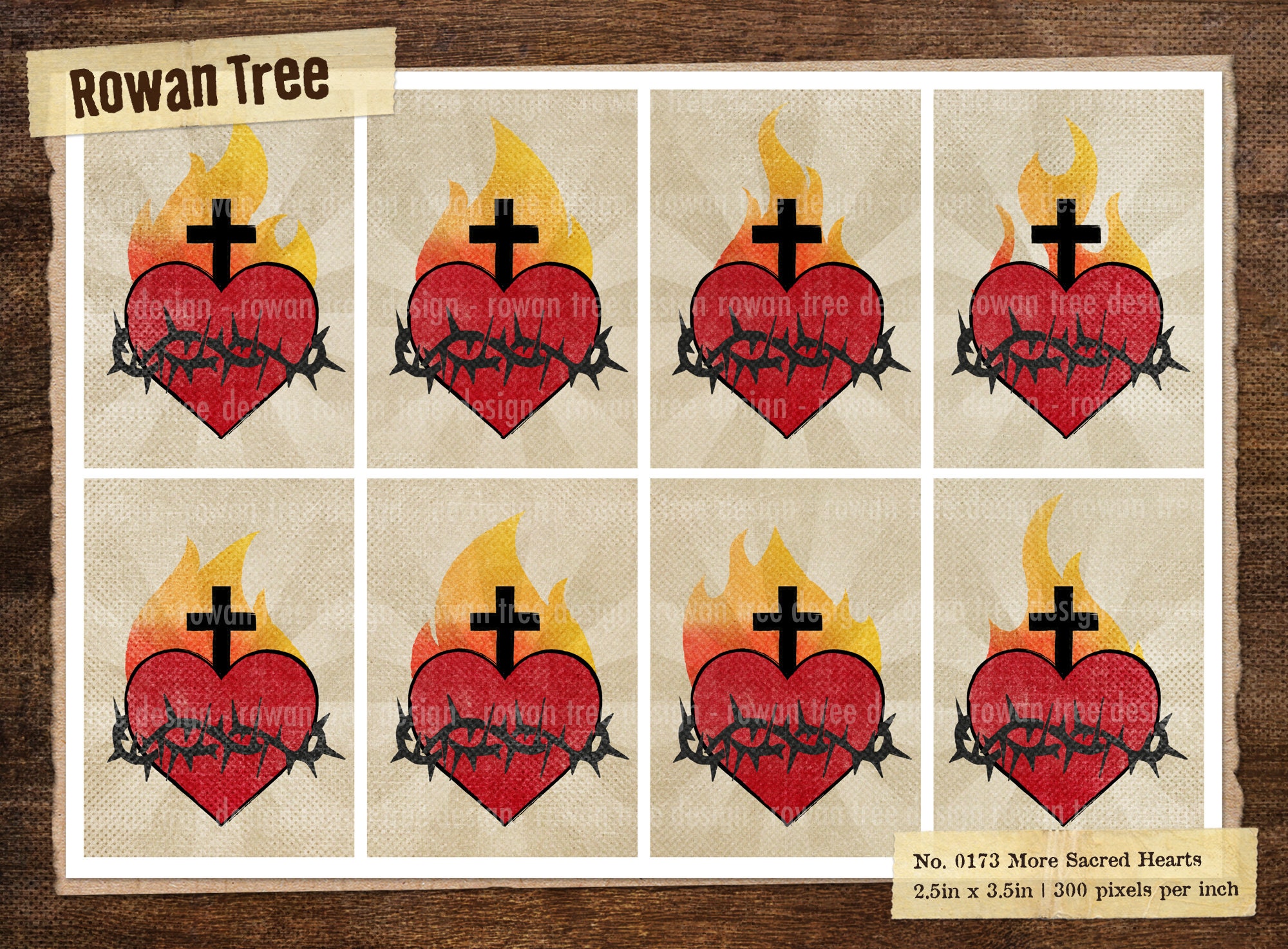 More Sacred Hearts Digital Collage Sheet 2 5x3 5in No 0173 Etsy
