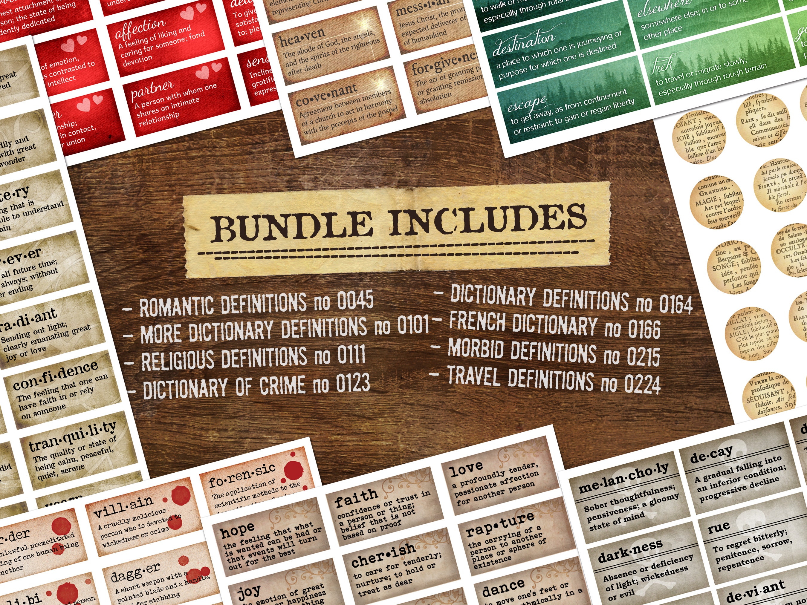 DEFINITIONS BUNDLE Digital Collage Sheet Clip Art Bundle Dictionary ...