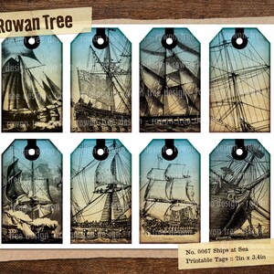 Printable Tags SHIPS AT SEA Digital Collage Sheet Nautical - No. 0067 ...