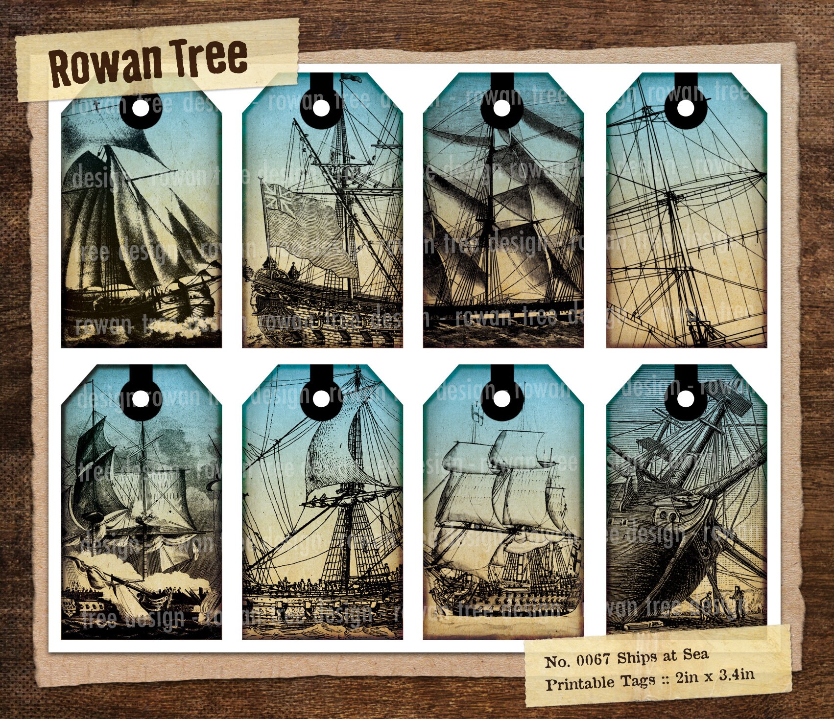Printable Tags SHIPS AT SEA Digital Collage Sheet Nautical - No. 0067 ...