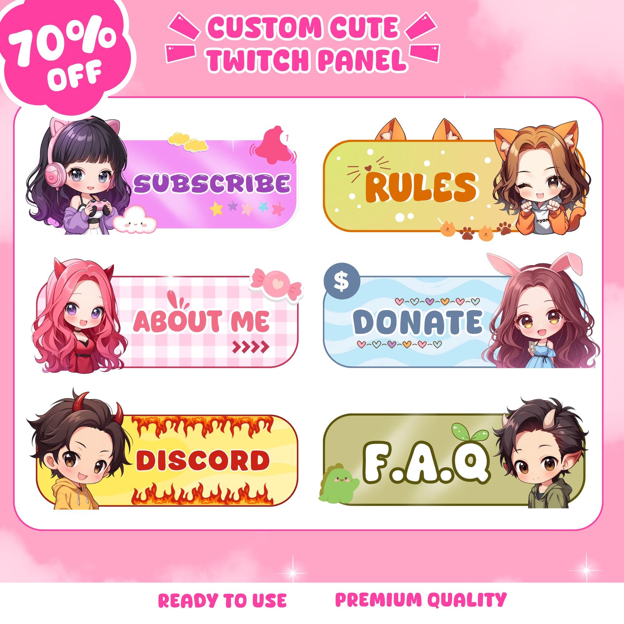 Custom Chibi Twitch Panels | Personalized Anime Stream Design - Etsy