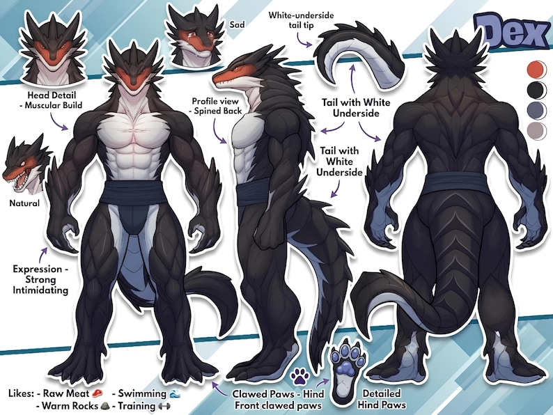 Custom Furry Character Reference Sheet: Fursona Art (digital File ...