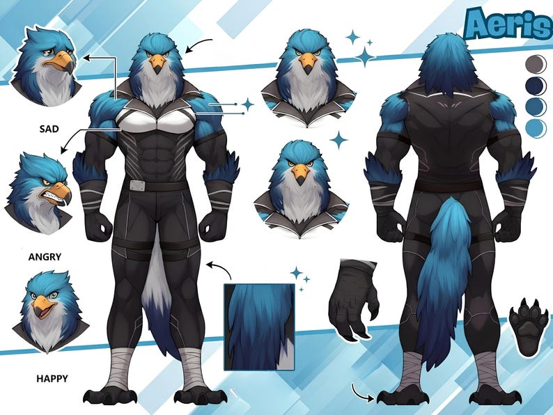 Custom Furry Character Reference Sheet: Fursona Art (digital File ...