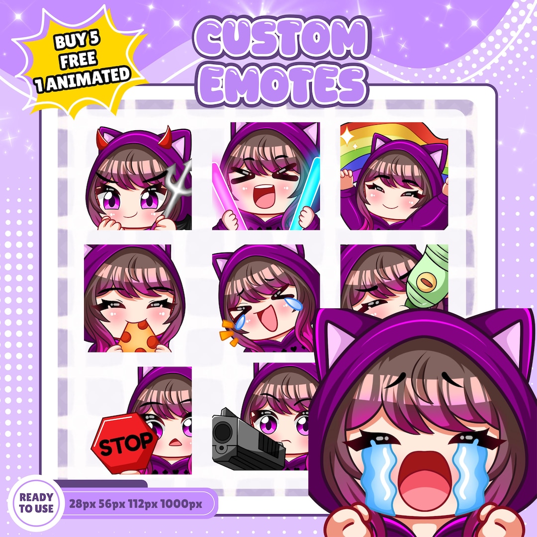 Custom Chibi Emotes for Vtuber, Streamers | Discord, Twitch Anime ...