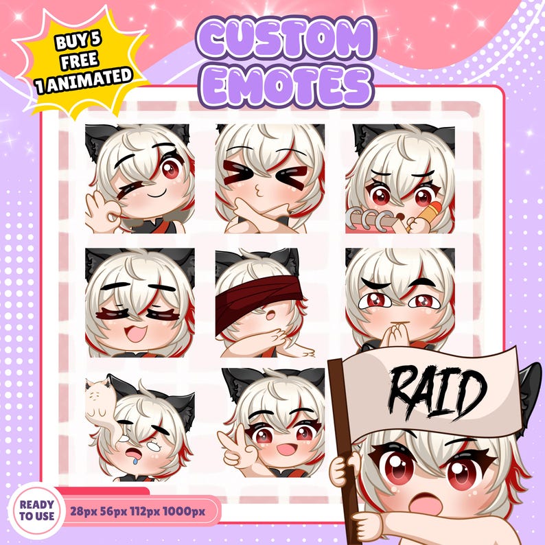 Custom Chibi Emotes for Vtuber, Streamers | Discord, Twitch Anime ...