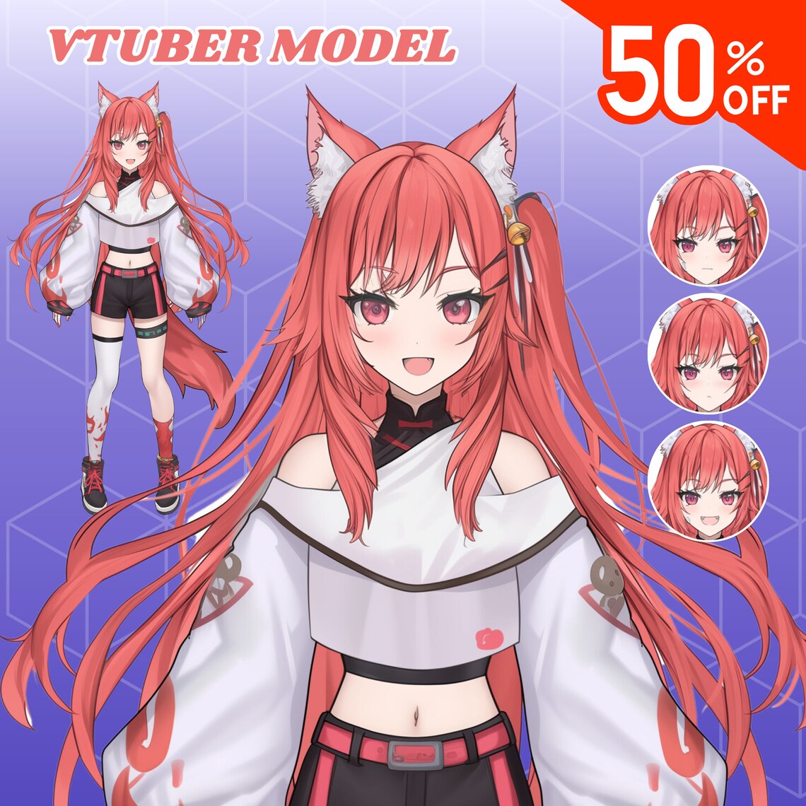 Custom Anime Vtuber Model, Anime Character Streamer, Vtuber Model ...