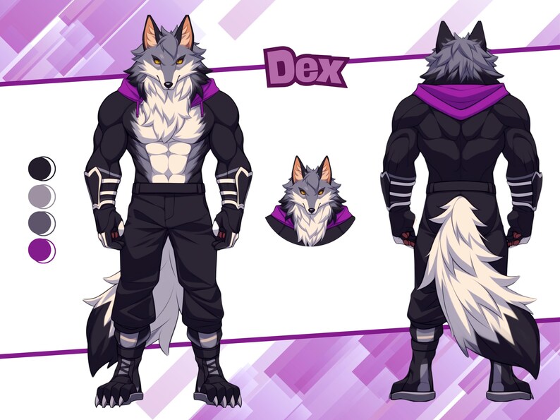 Custom Furry Character Reference Sheet: Fursona Art (digital File ...