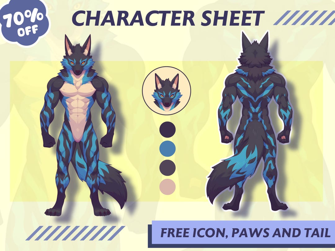 Furry Character Sheet, Furry Reference Sheet, Fursona Commission ...