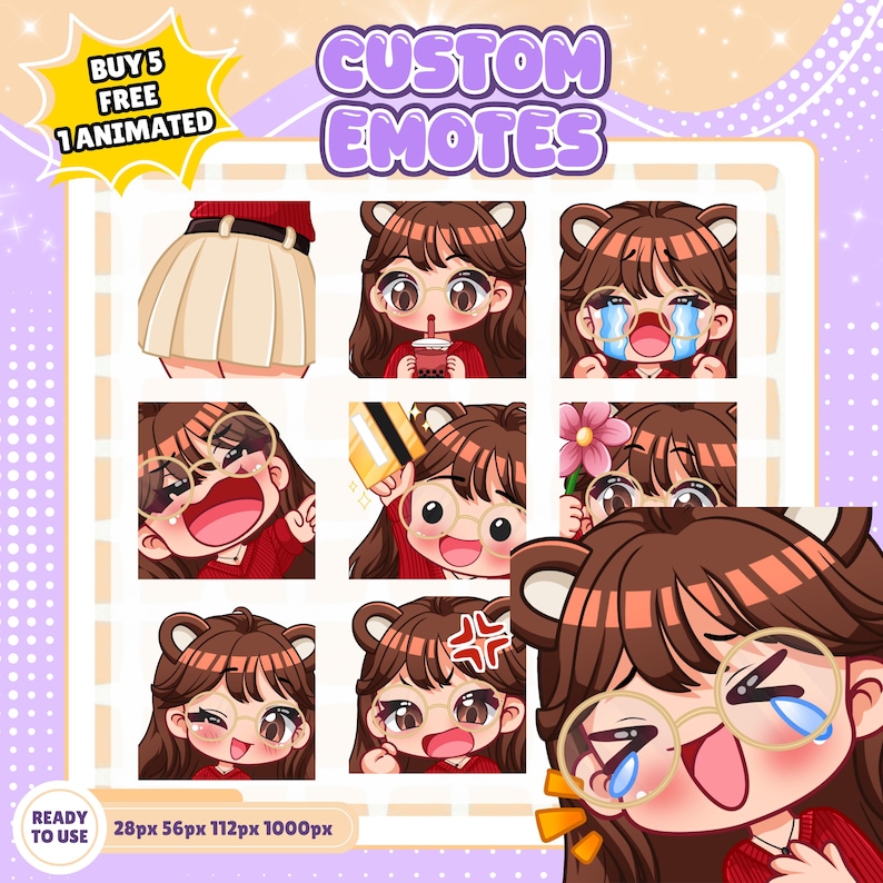 Custom Chibi Emotes for Vtuber, Streamers | Discord, Twitch Anime ...