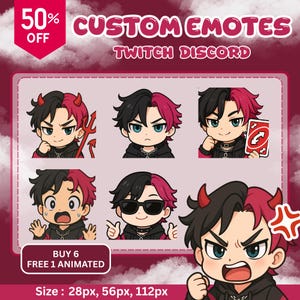 Kawaii Custom Emotes for Vtuber Twitch | Cute Chibi Emoji Pack | PNG ...