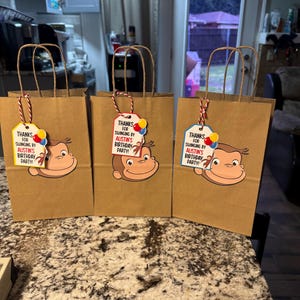 Personalized Curious Monkey Goodie Bags With Custom Tags - Etsy