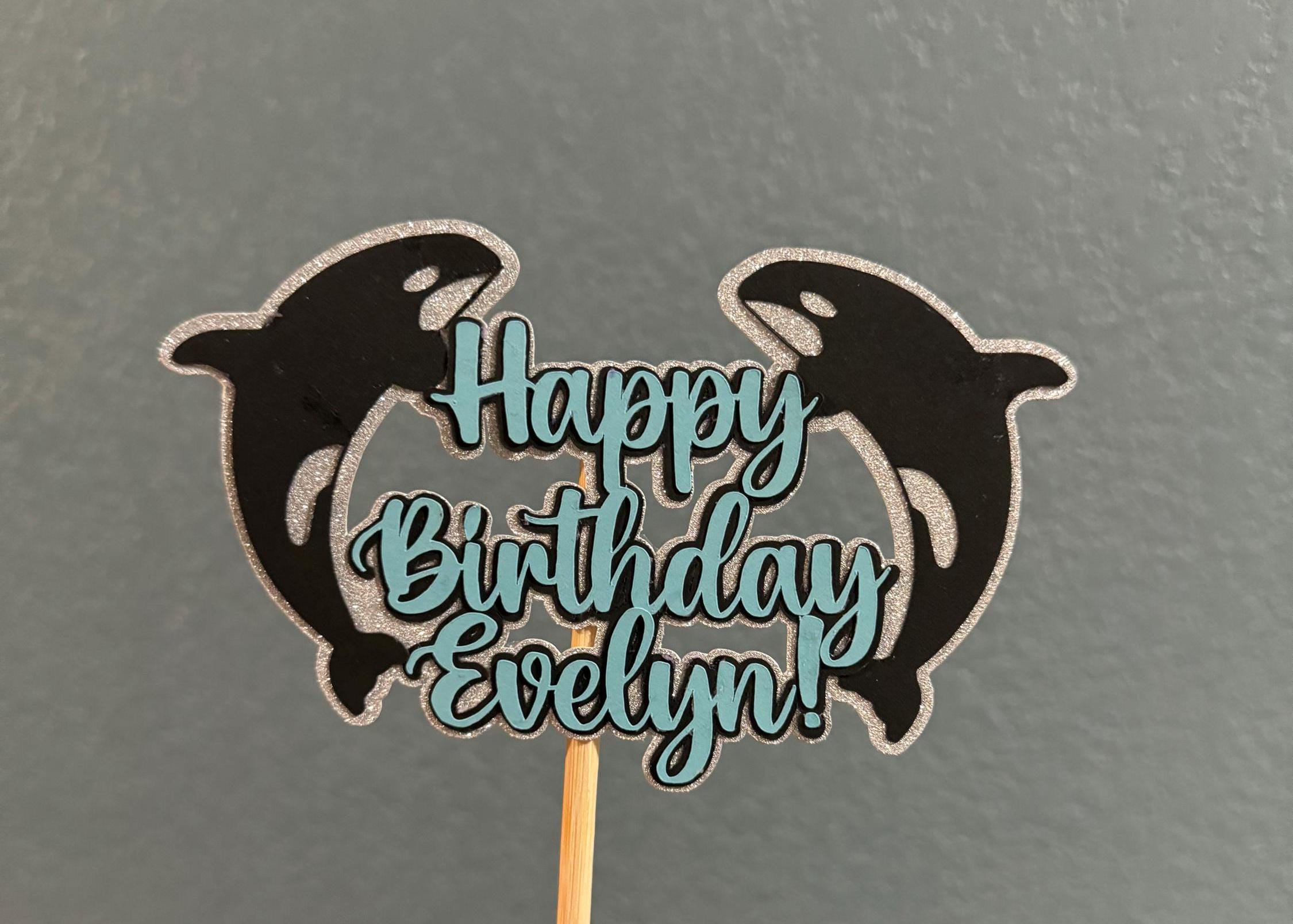 Orca Happy Birthday Topper, Killer Whale Topper, Cake Topper, Custom ...