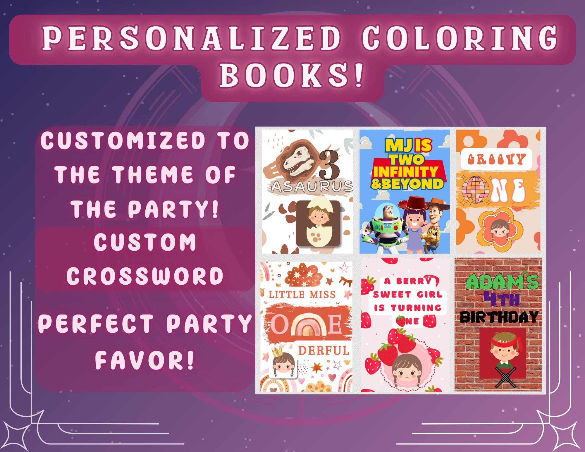 Custom Party Coloring Book for Kids, Personalized Kids Birthday Favors ...