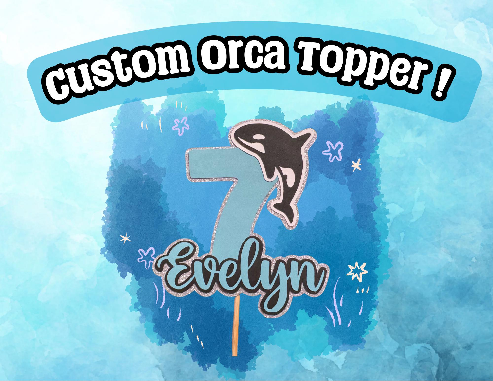 Custom Orca Happy Birthday Cake Topper: Personalized Name - Etsy