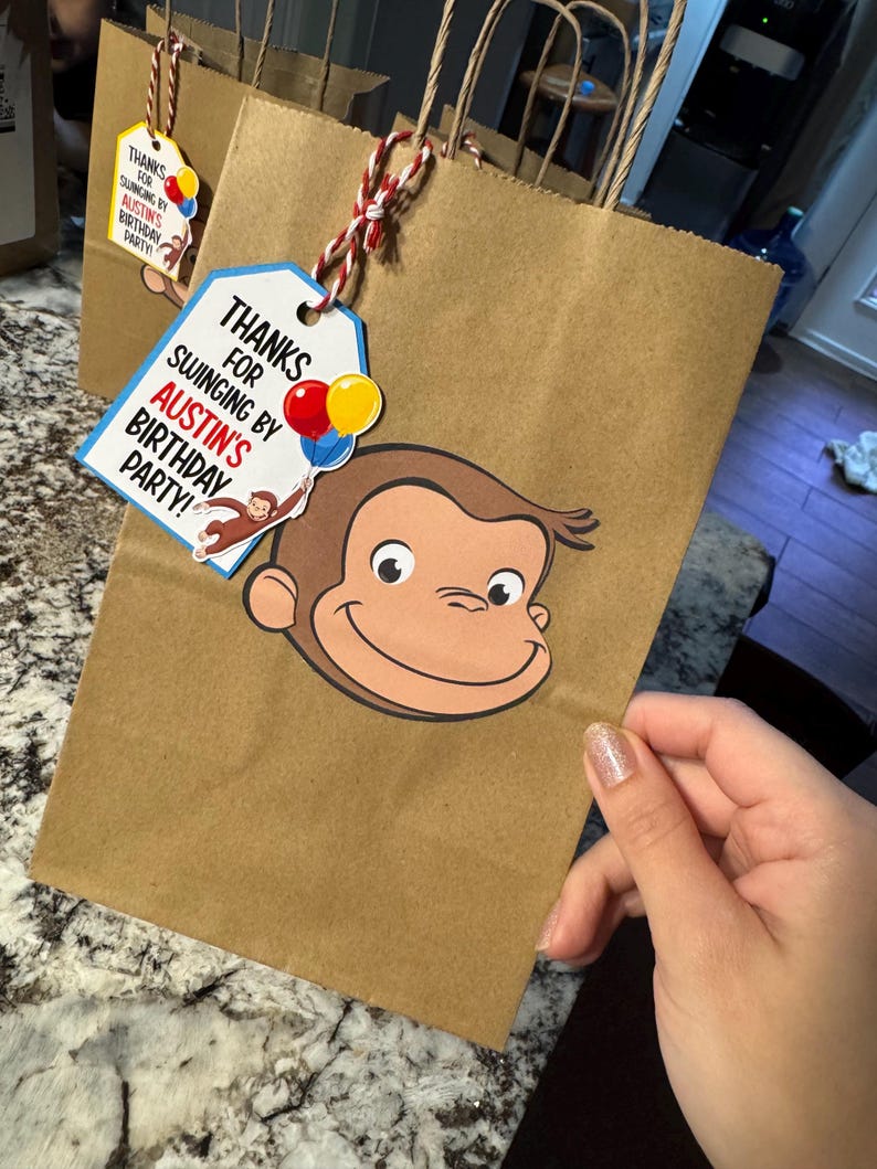 Custom Curious George Goodie Bags, Personalized Curious George Tag ...