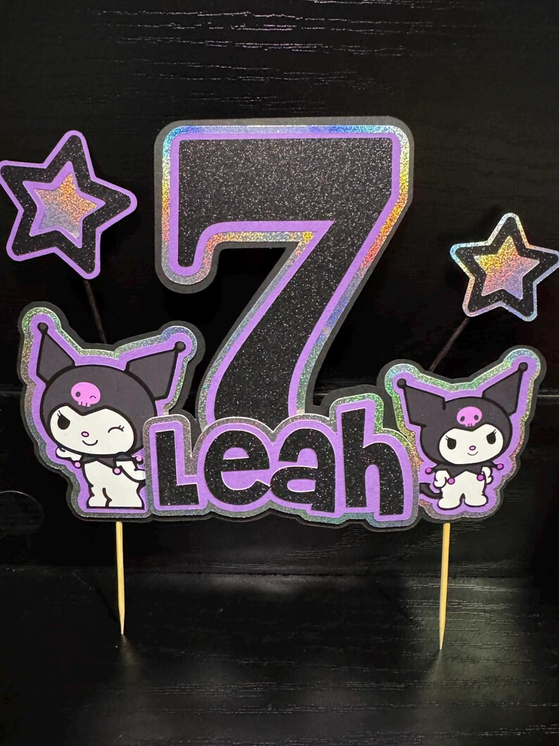 Kawaii Happy Birthday Topper, Kuromi Topper, Cake Topper, Custom Name ...