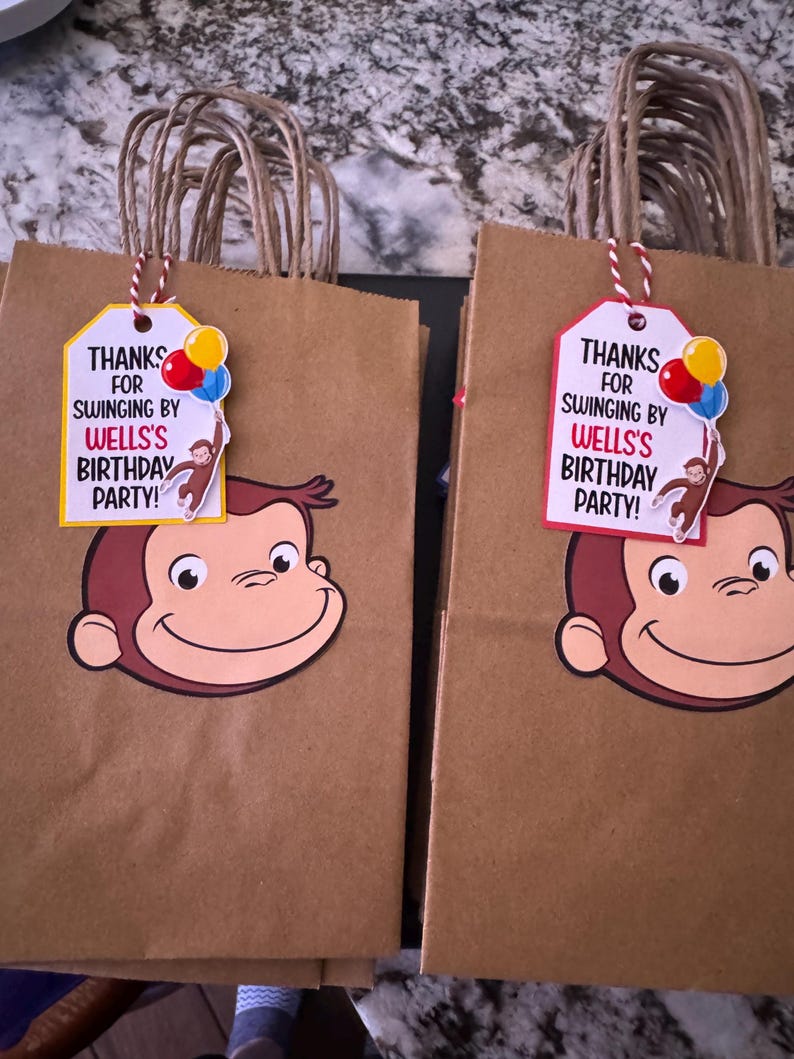 Personalized Curious Monkey Goodie Bags With Custom Tags - Etsy