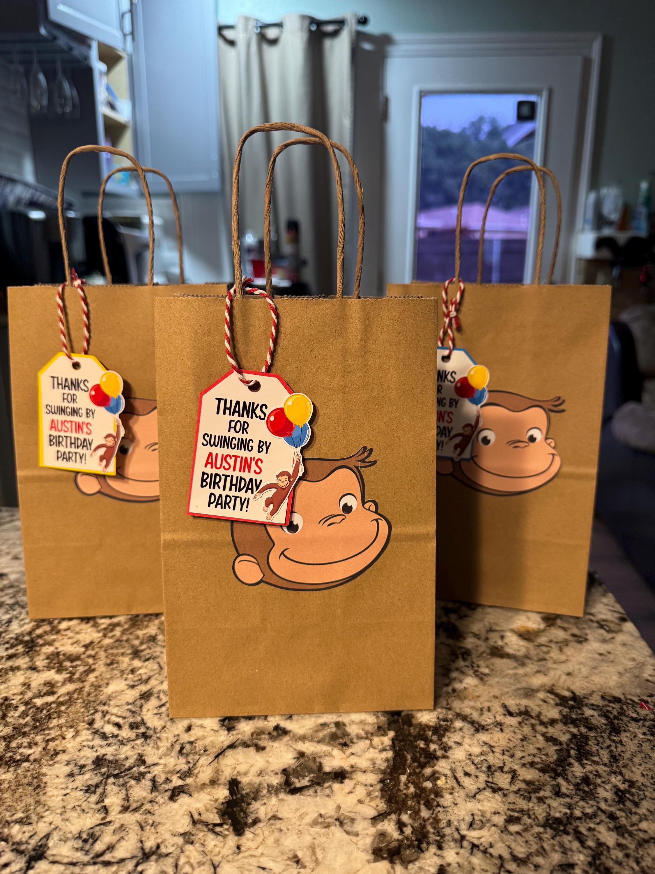 Custom Curious George Goodie Bags, Personalized Curious George Tag ...