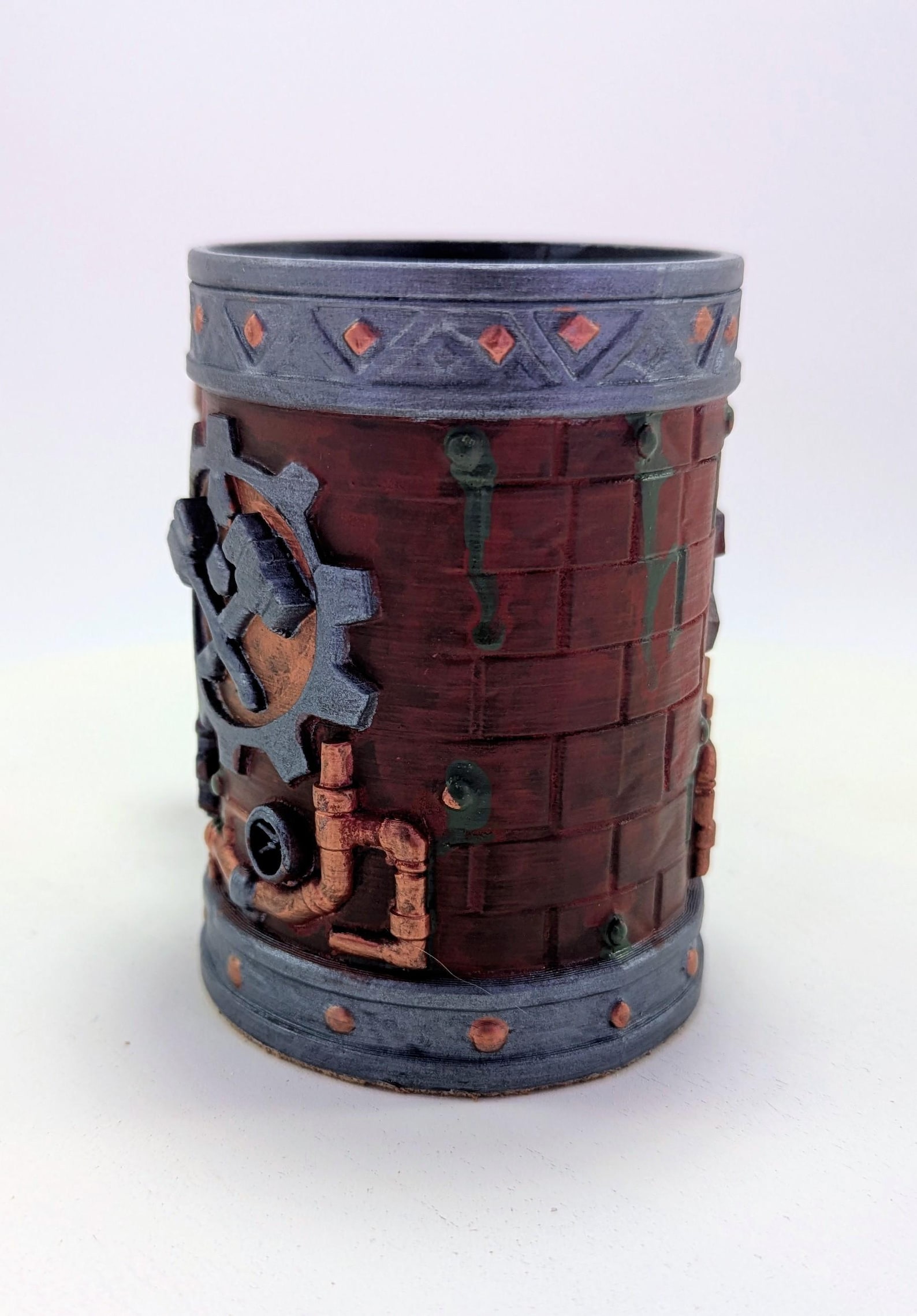 Hand-painted Steampunk Dwarven Mug Can Holder - Fantasy Tavern Decor ...