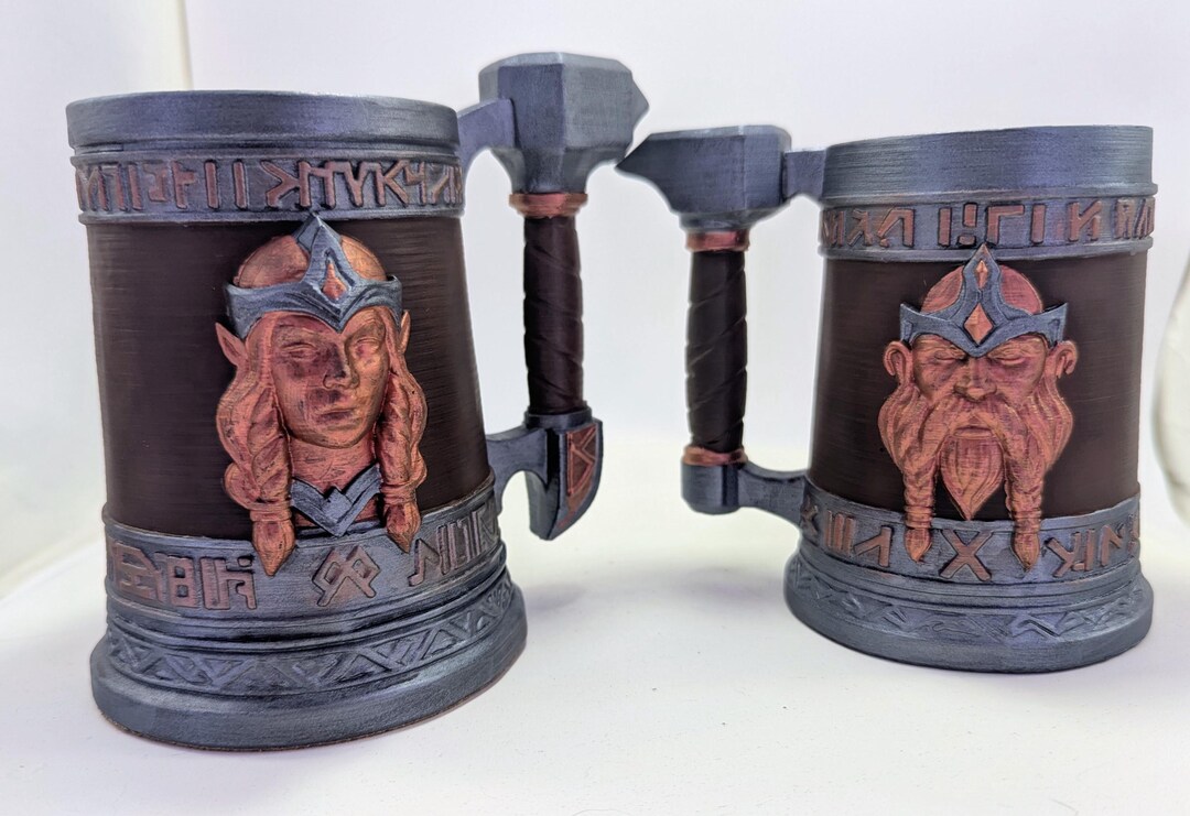 Hand-painted Dwarven Lord and Lady Rune Mug Can Holders. – Accessories ...