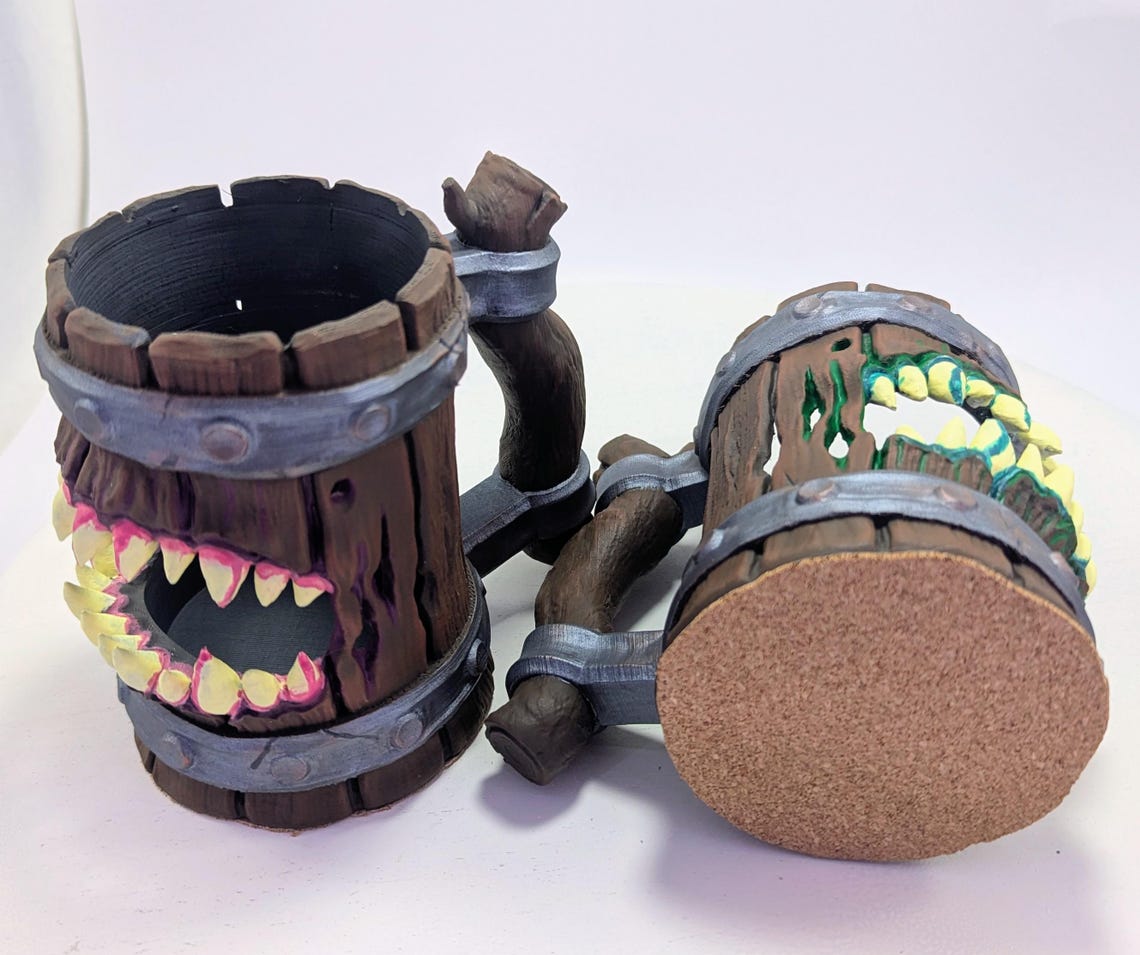 Hand-painted Mimic Mug Can Holder – Fantasy Monster Cup for D&D Fans - Etsy