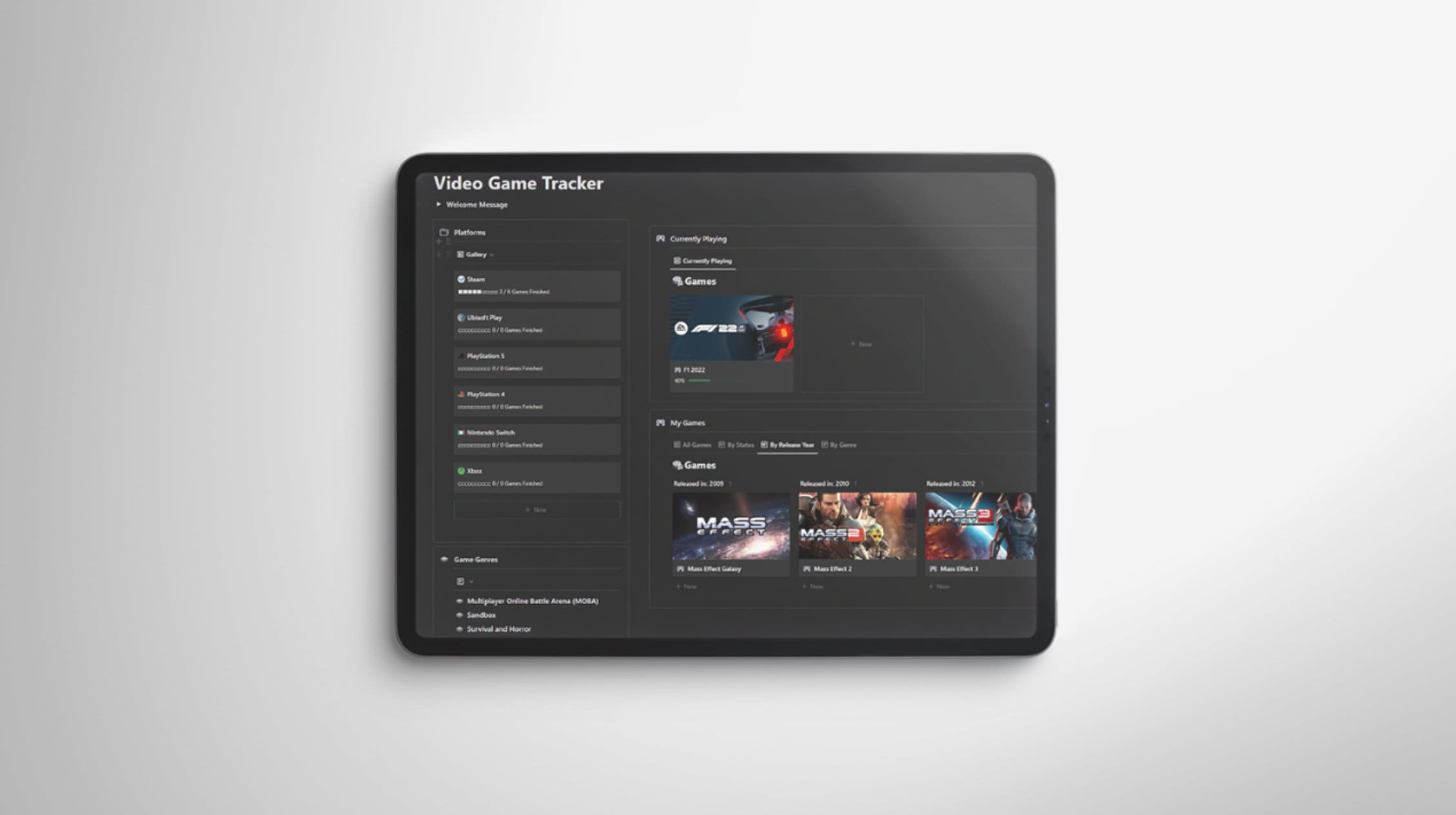 Video Game Library & Tracker Notion Template | Categorise and Organise ...