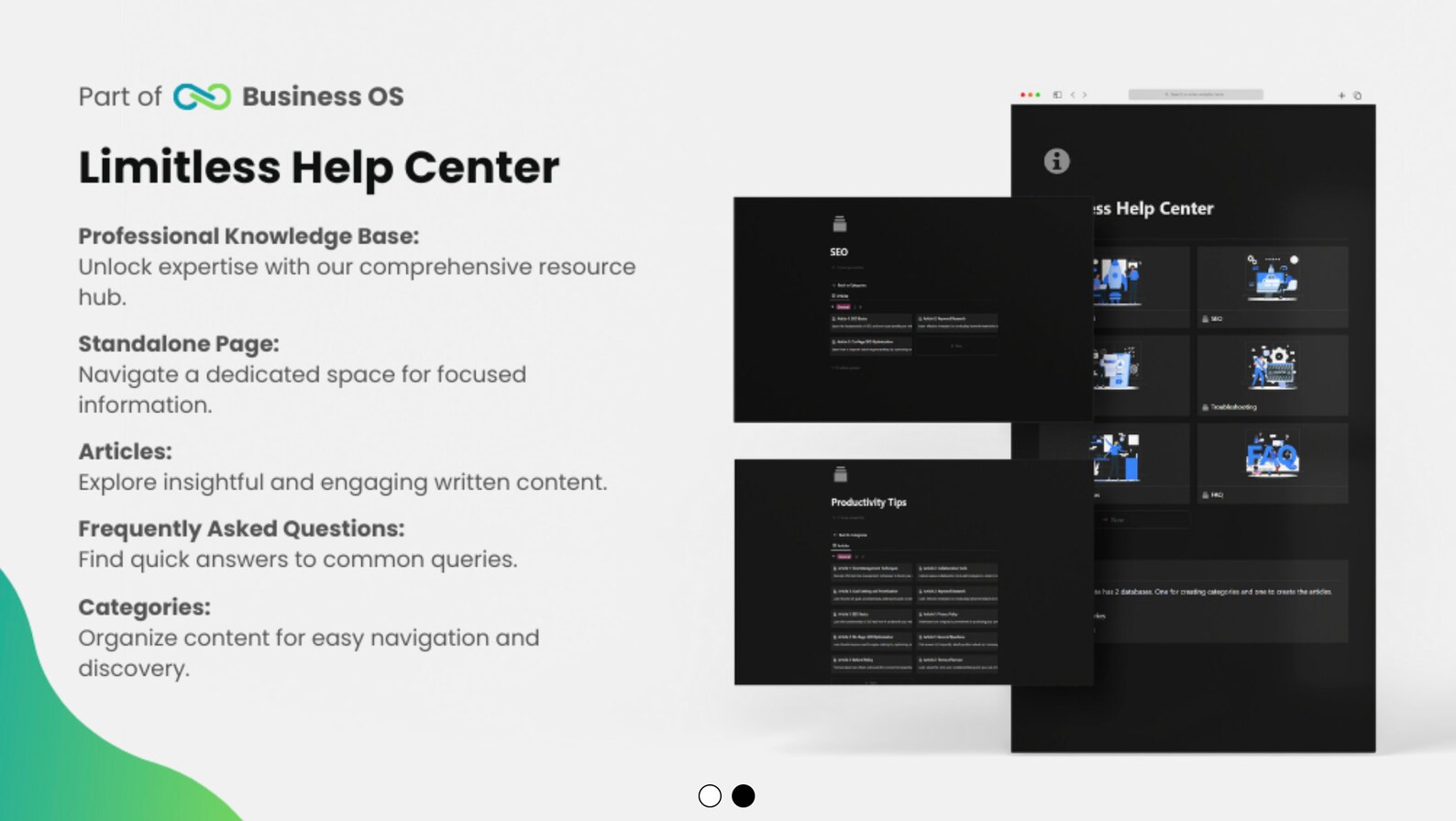 Limitless Help Center Notion Template | Professional Knowledge Base for Companies, Categories ...