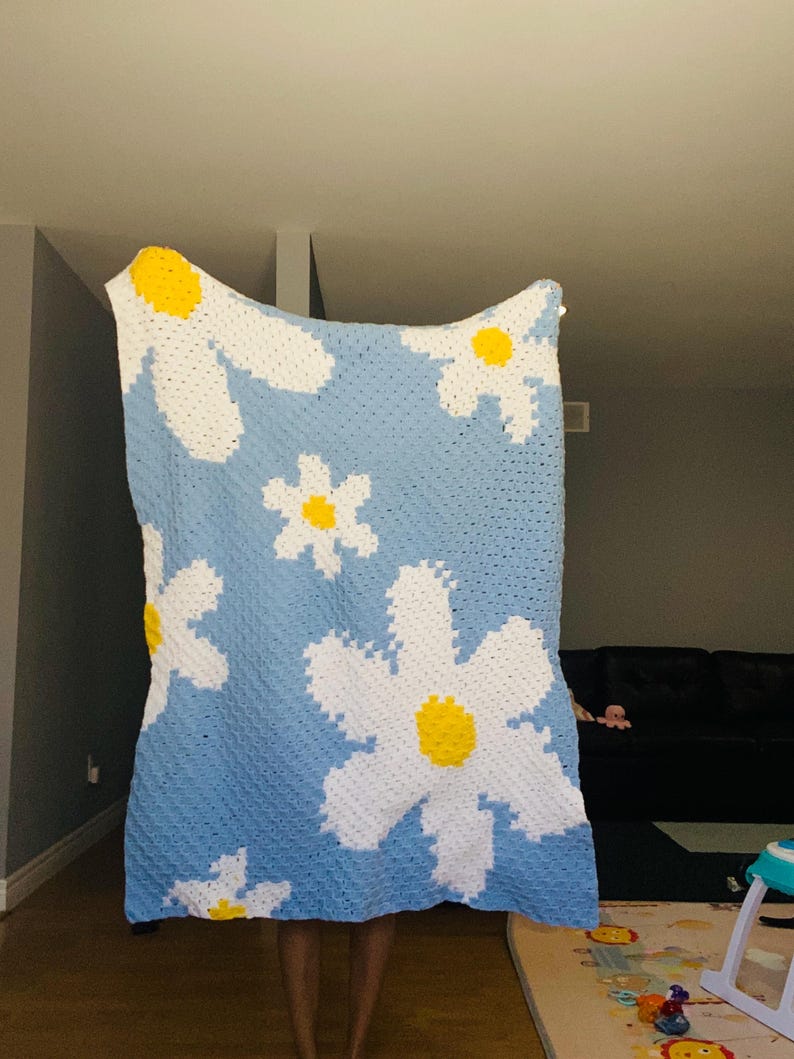 Daisy Graphghan, Daisy Afghan, Throw Blanket With Daisy Pattern, Afghan ...