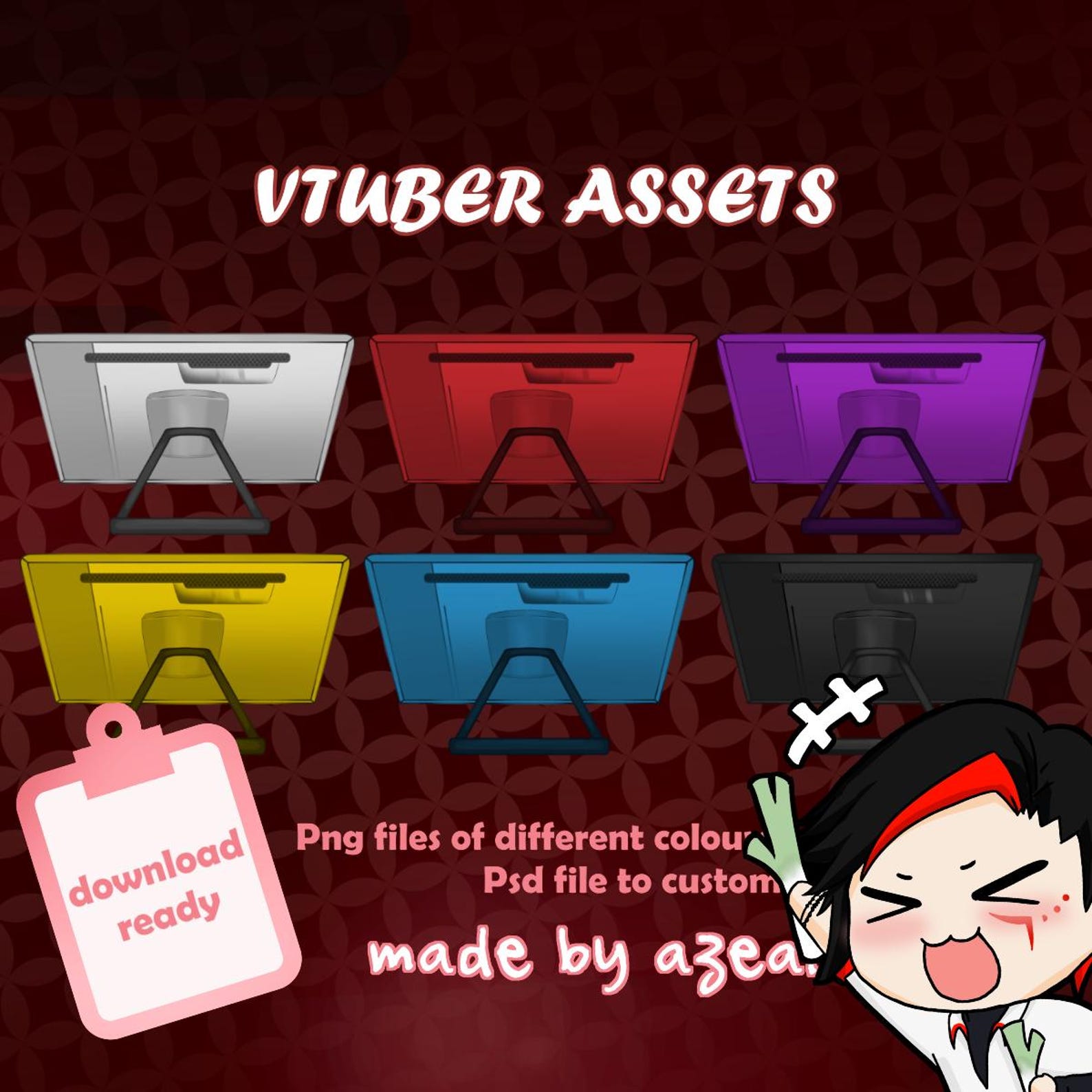 Vtuber Tablet Asset Simple Colours - Etsy
