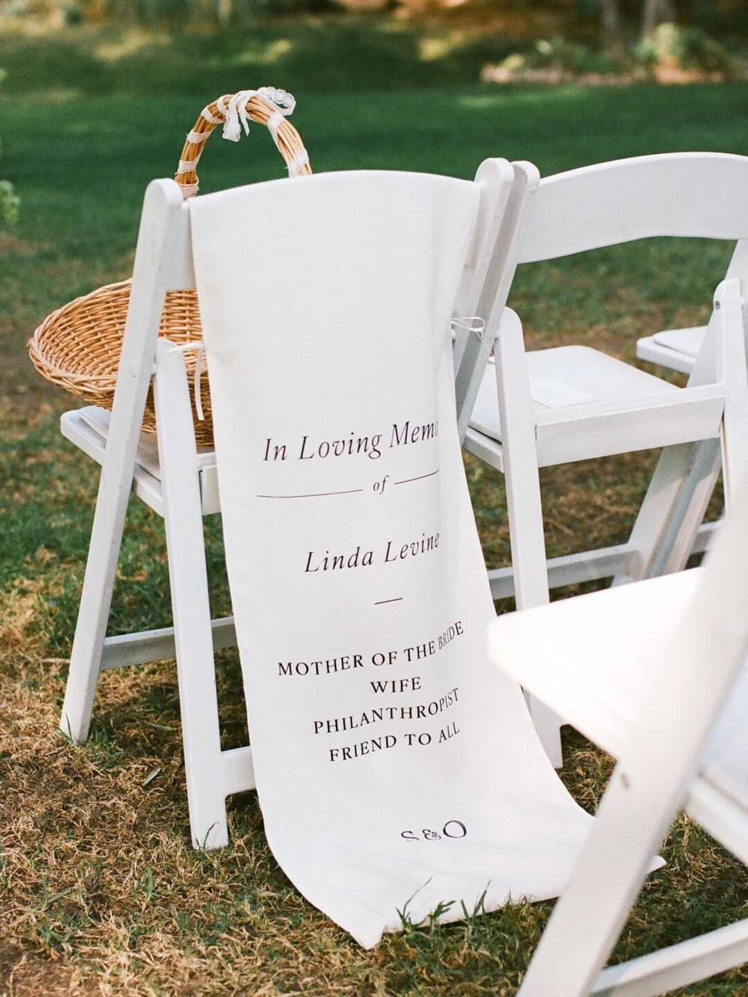 Personalized Wedding Memorial Chair Sign - in Loving Memory Fabric ...
