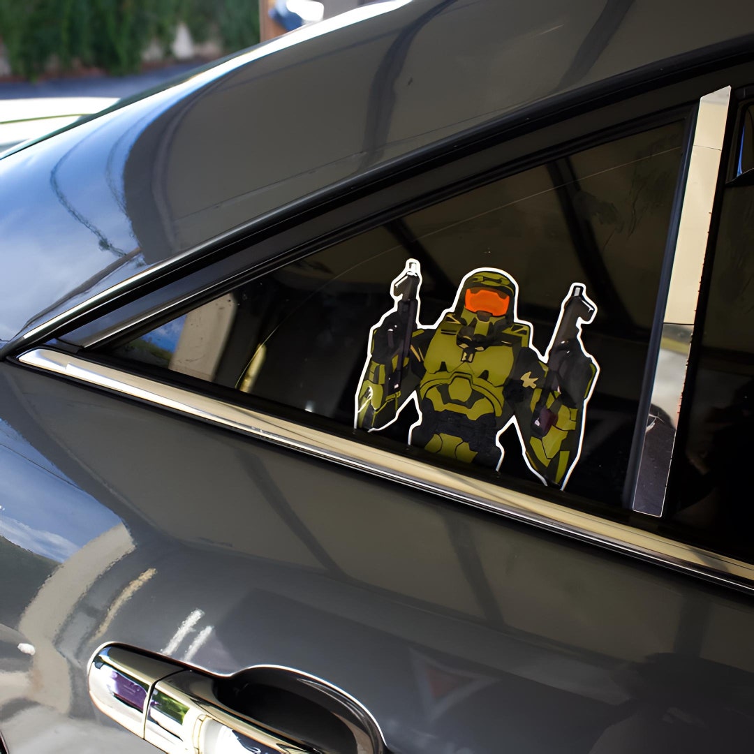 Master Chief Halo 5in Car Peeker Decal Glossy/holographic Waterproof ...