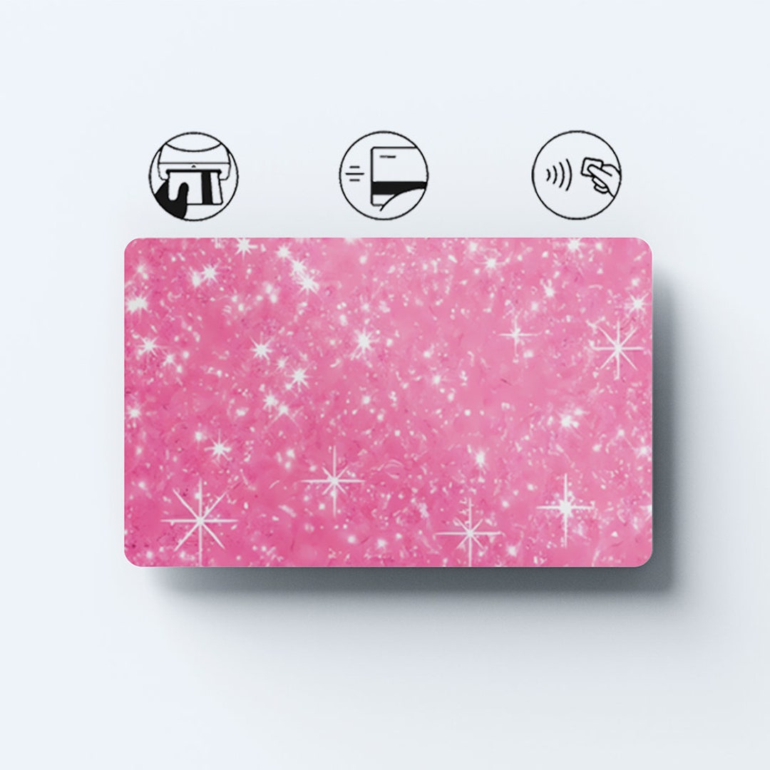 Card Skin Pink Sparkles Credit Card Sticker Cute Sparkly Pastel Decal ...