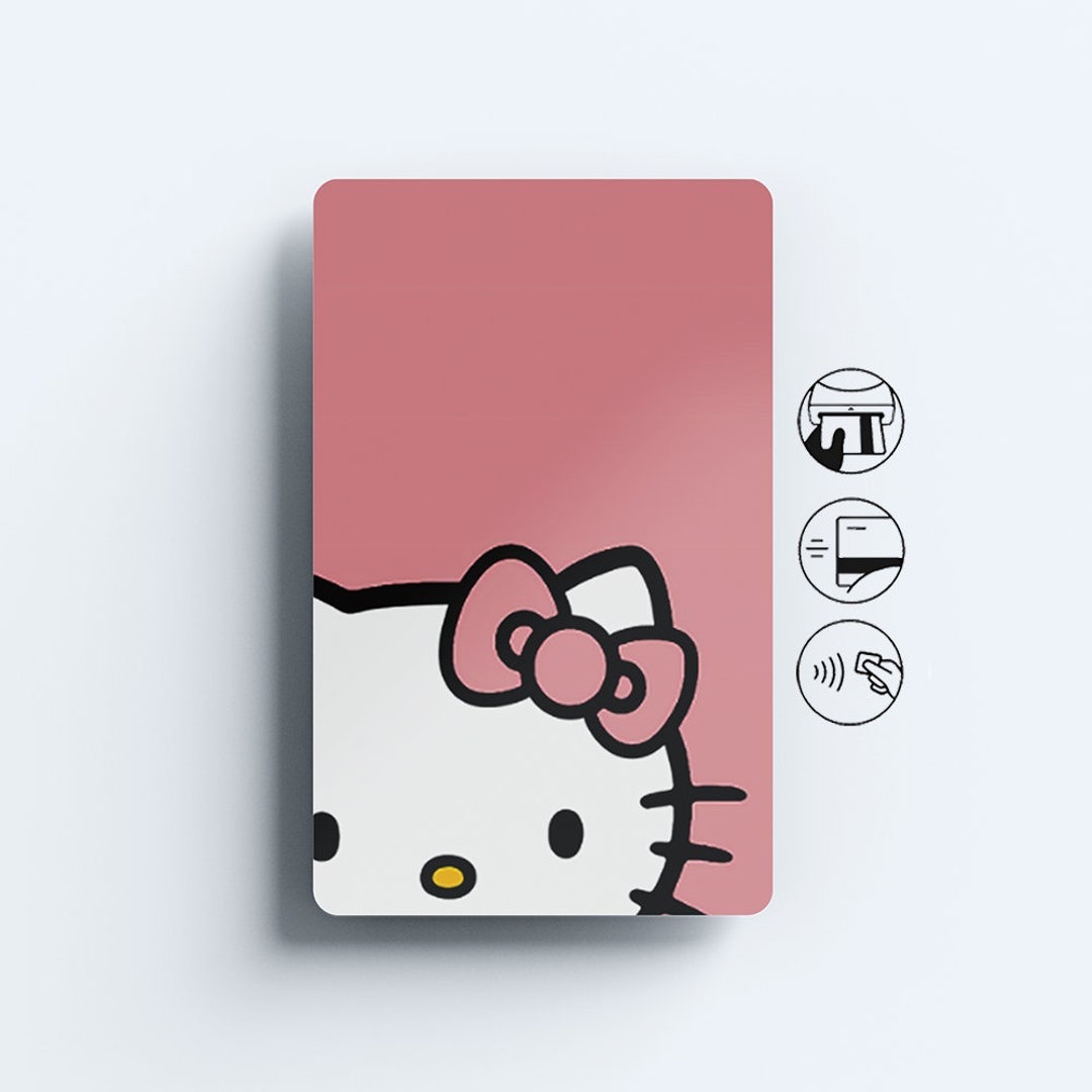 Card Skin Hello Kitty Minimalist Pink Sanrio Sticker Cute Card Decal ...