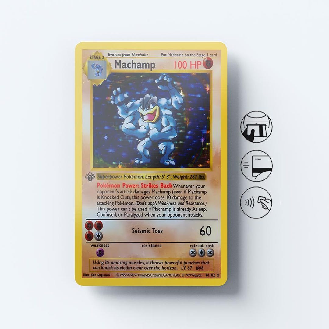 Card Skin Machamp Pokemon Base Set First Edition Trading Card Game ...