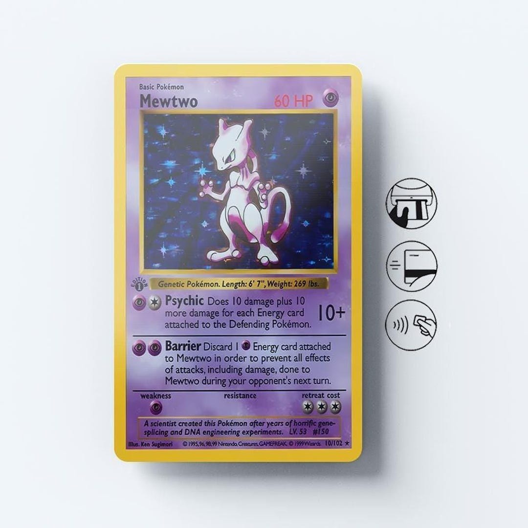 Card Skin Mewtwo Pokemon Base Set First Edition Trading Card Game ...