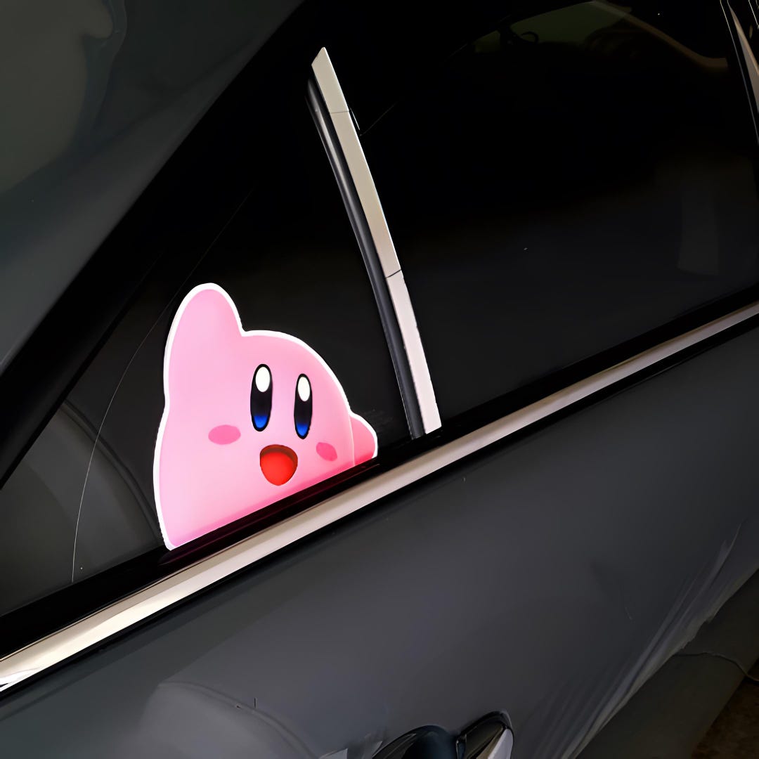 Happy Kirby Car Peeker Sticker 6in Decal Holographic/glossy Waterproof ...