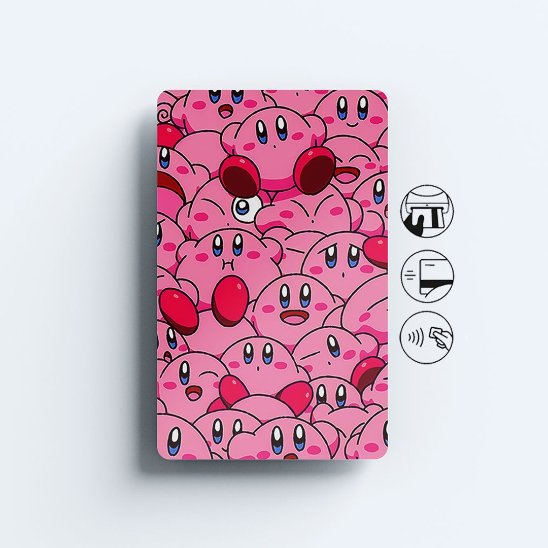 Card Skin Kirby Nintendo Cute Cartoon Kirby Eye Pop Covered Pattern ...